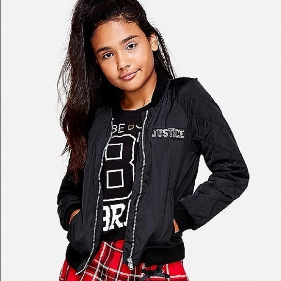Justice | Jackets & Coats | Justice Logo Quilted Bomber Jacket | Poshmark